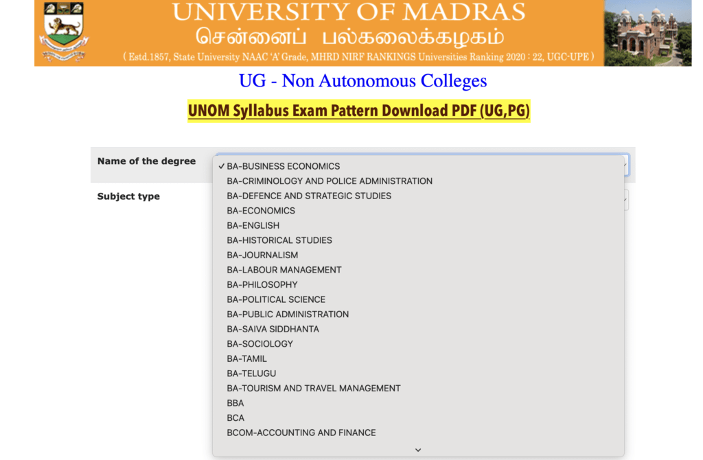 UNOM Syllabus 2023 Exam Pattern Download PDF (UG,PG)